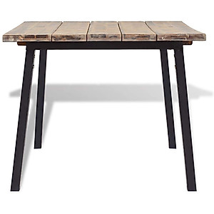 Daonanba Moderne Industrial Wood Dining Table Rectangular with Powder-coated Metal Leg 66.9"x35.4"