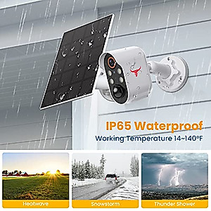 EKEN Solar Security Camera Wireless 1080P Surveillance Outdoor WiFi Bullet cam with 4 Spotlights, Color Night Vision, 2-Way Audio, PIR Motion Detection, Cloud Storage, Smart AI Human Detection