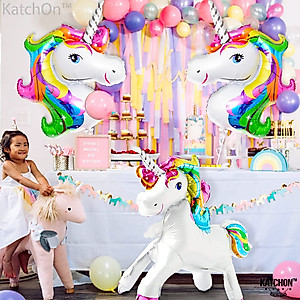 KatchOn, Rainbow Unicorn Balloons Set - 43 Inch, Pack of 3 | Unicorn Balloons For Girls Birthday | Rainbow Balloon, Rainbow Birthday Decorations | Unicorn Birthday Balloons, Unicorn Mylar Balloons