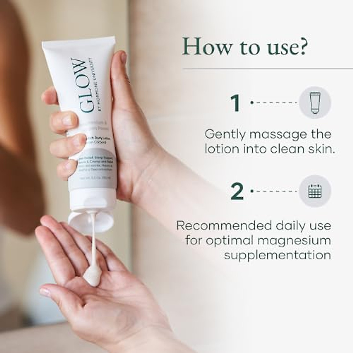 Glow Botanica - Magnesium Lotion with Collagen - Magnesium Cream - Bedtime Routine Sleep Lotion - The Highest Concentration of Genuine Zechstein Magnesium Chloride - 5.3Oz