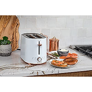 Café Express Finish 2-Slice Toaster | Extra-Wide Slots, Extra Lift for Waffles, Pastries, Texas Toast & More | 4 Pre-Set Functions, 8 Shade Options | Countertop Kitchen Essentials | Matte White