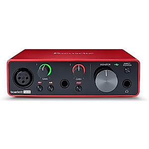Focusrite Scarlett Solo 2x2 USB Audio Interface Full Studio Bundle with Creative Music Production Software Kit and Eris 4.5 Pair Studio Monitors and 1/4” Instrument Cables