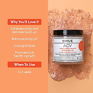 dpHUE Apple Cider Vinegar Scalp Scrub with Pink Himalayan Sea Salt, 9 oz - Natural Exfoliating Scrub & Dry Scalp Treatment - Aloe Vera & Avocado Oil - Gluten Free, Vegan