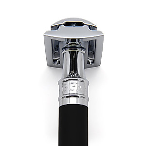 Edwin Jagger DES86RCBLAMZ Short Handled Classic Double Edge Manual Eco-Friendly and Reusable Safety Razor for Men and Women for Shaving Cream or Soap Fits All DE Razor Blades (Black Rubber Coated)