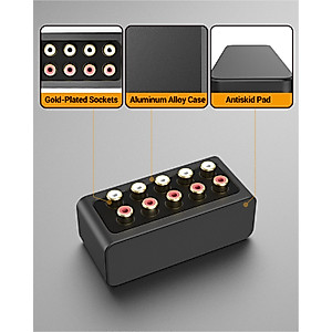 Cubilux AS-R1 4 Way RCA Audio Splitter Box, 4-Channel Stereo RCA Splitter, Passive Audio RCA Splitter-Made with Aluminum Alloy (1 in 4 out)
