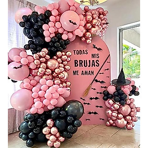 Black Pink Balloon Garland Light Pink Rose Gold Metallic Balloons Different Sizes Black Pastel Latex Balloons For Baby Shower Birthday Wedding Bridal Shower Graduation Decorations