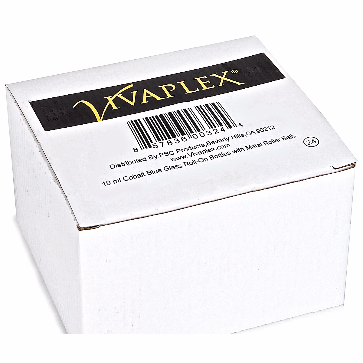 Vivaplex, 24, Cobalt Blue, 10 ml Glass Roll-on Bottles with Stainless Steel Roller Balls. 3-3 ml Droppers included