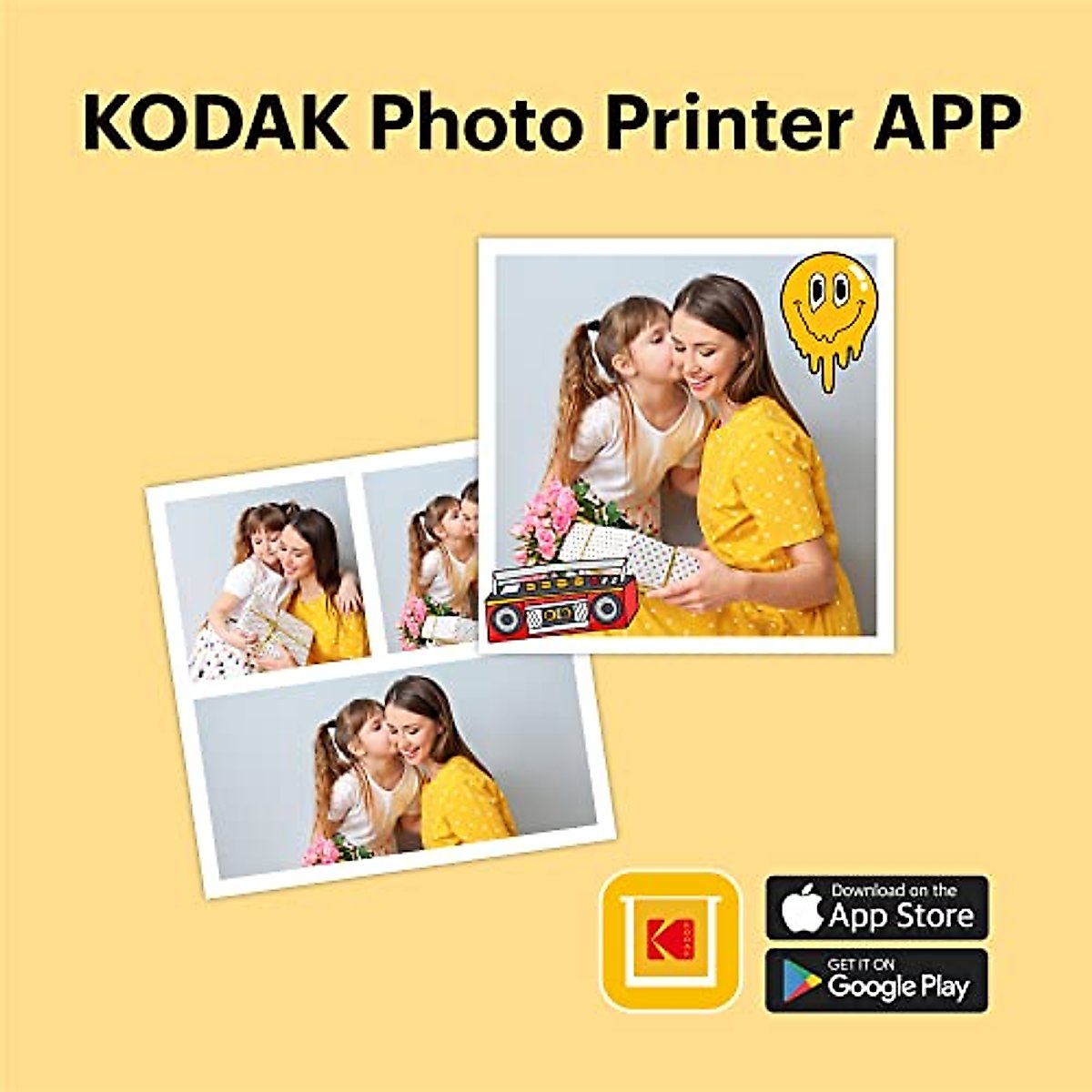 KODAK Mini Shot 3 Retro 4PASS 2-in-1 Instant Digital Camera and Photo Printer (3x3 inches) Initial 8 Sheets + 60 Sheets Gift Bundle, White (NOT Zink)