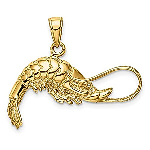IceCarats 14K Yellow Gold Shrimp Necklace Charm Pendant Only