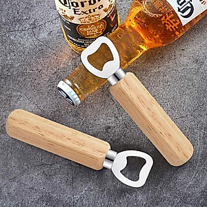 Worldity 20Pcs Wooden Bottle Opener, Stainless Steel Wood Handheld Beer Opener, Funny Bartender Bottle Opener for Groomsmen Gifts, Perfect for Home Kitchen Wedding Party Bar Restaurant