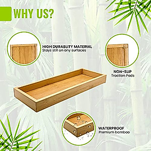 Bamboo Tray - Natural Bamboo - 11.3 X 4.4 X 1.1 in - Vanity Tray for Bathroom - Ecological and Sustainable