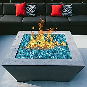 vchin Caribbean Blue Fire Pit Glass Rocks 20 Pounds, 1 Inch Diamond Fire Glass for Propane Fire Pit, Fireplace and Outdoor Decorative. High Luster Fire Glass Beads.