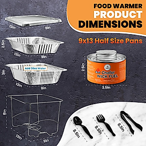 Disposable Chafing Dish Buffet Set, Foldable Rack for Storage Convenience, 6 Half Size Pans (9x13) Food Warmers for Parties & BBQ's, Catering Buffet Servers and Warmers Set for Indoor/Outdoor Events