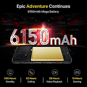 UMIDIGI Bison X10G Rugged Smartphone, NFC, T-Mobile, 4+64G, Rugged Cell Phone Unlocked, IP68/IP69K Waterproof, Android 11, 6.53" FHD Screen, 6150mAh Battery, 4G Dual SIM