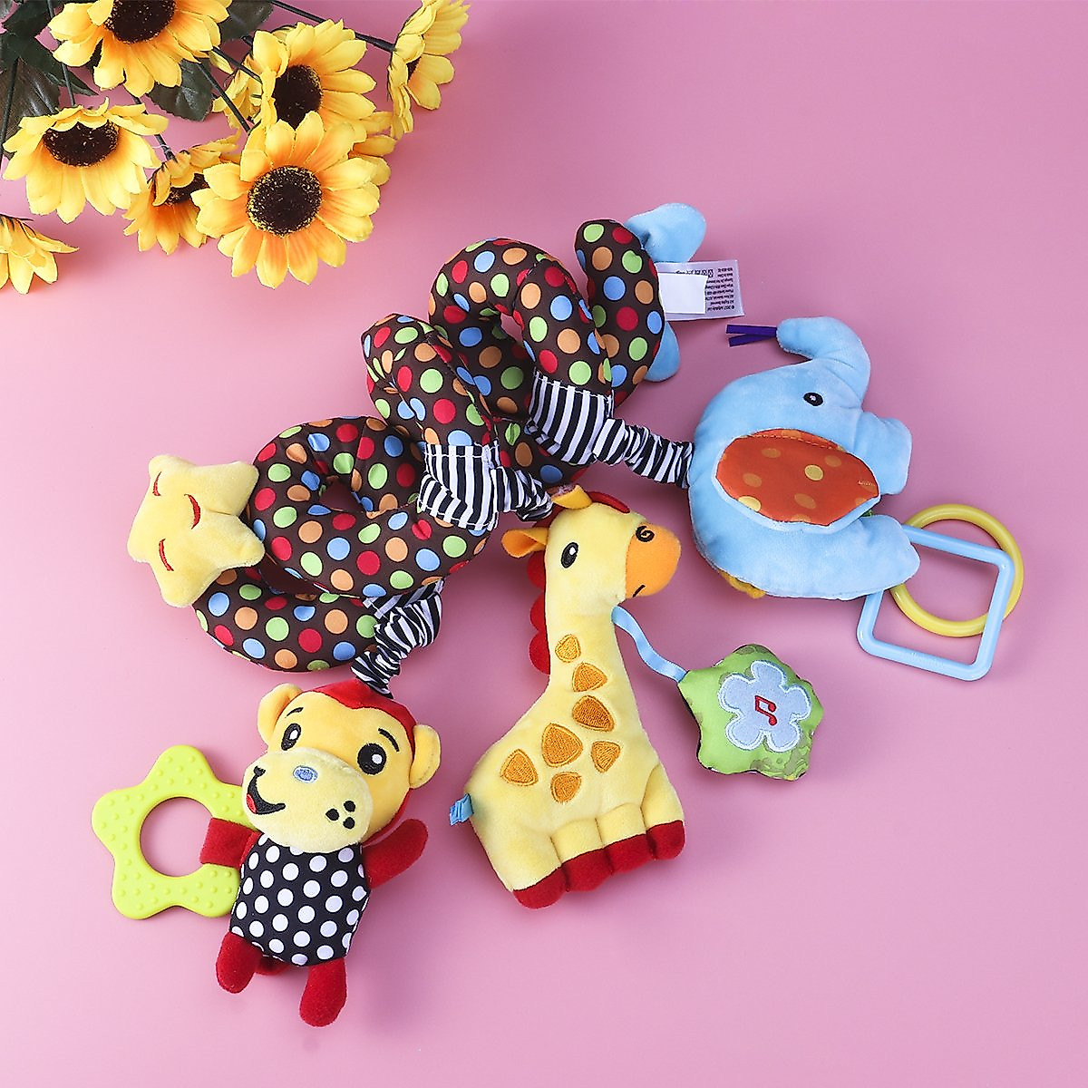 TOYMYTOY Kid Baby Spiral Bed Stroller Toy Monkey Elephant Educational Plush Toy