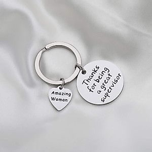 SEIRAA Supervisor Gift Amazing Woman Jewelry Gifts For Women Boss Thank You Keychain Supervisor Appreciation Gift (Supervisor keychain)