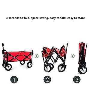 Suuim Collapsible Folding Wagon, Folding Wagon,Collapsible Utility Trolley Outdoor Cart,with Rubber Universal Wheels,for Camping Garden Beach All Terrain wi