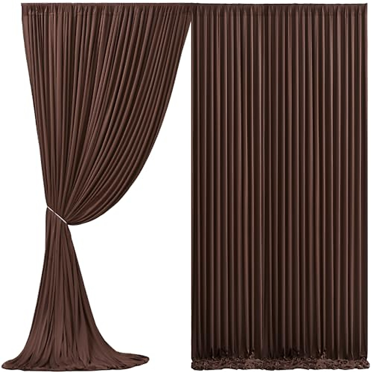 Tao-Ge 10x10 Brown Backdrop Curtain for Parties Wedding Wrinkle Free Brown Photo Curtains Backdrop Drapes Fabric Decoration for Birthday Party Baby Shower 5ft x 10ft,2 Panels