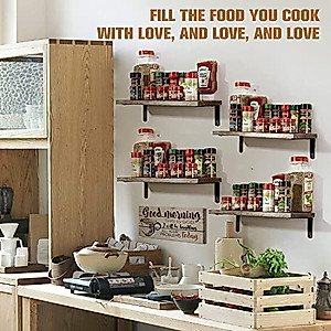 Floating Wall Shelfs Sets Of 4, Natural Woods Bedroom Shelves, Farmhouse Style Floating Shelves For Walls Décor, Hanging Shelves For Bedroom, Modern Storages, Living Room & Kitchen - Rustic Black