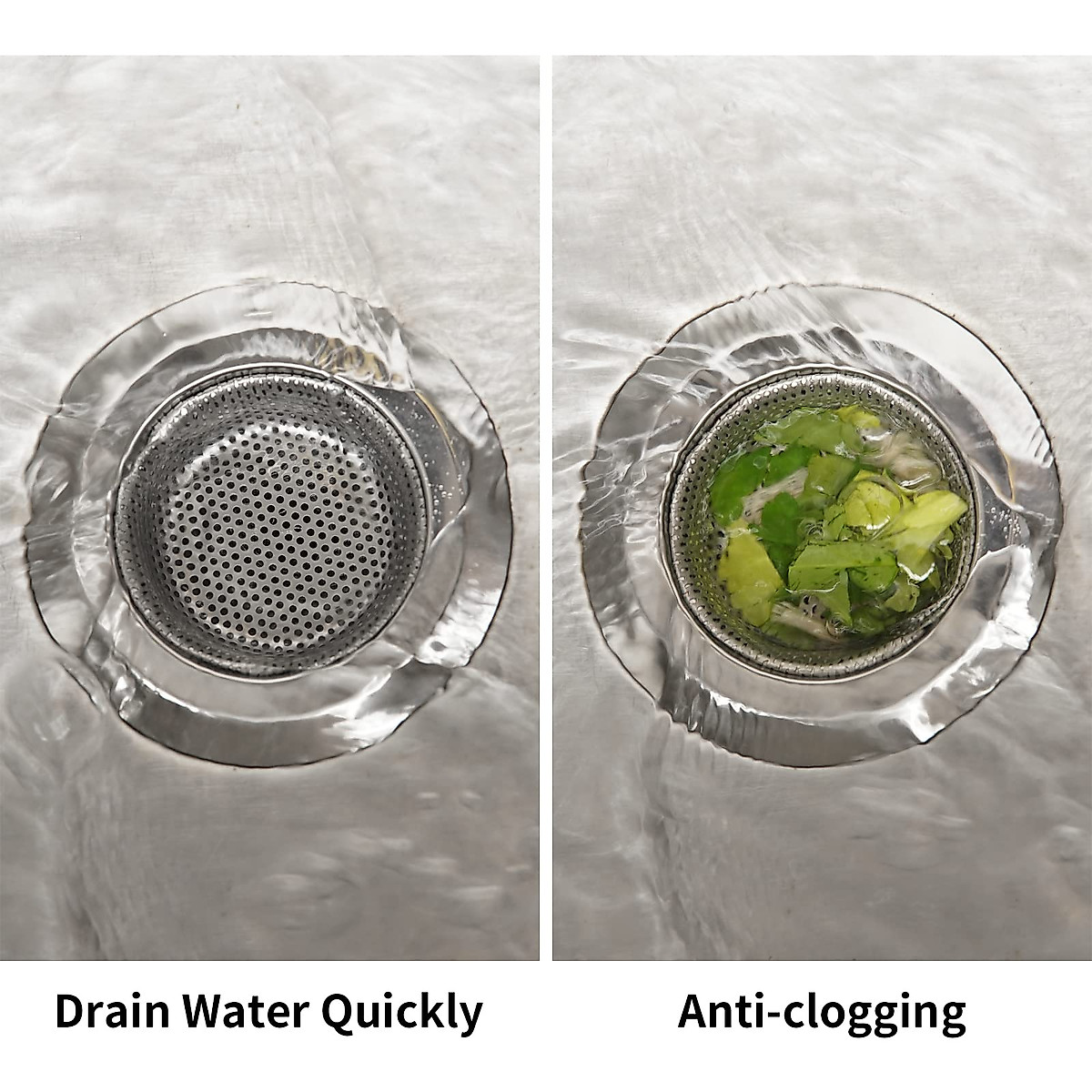 Kitchen Sink Strainer Sink Stopper - tifanso 2 PCS Sink Strainer Stopper Kit, Universal Silicone Drain Cover, 4.5 Inch Stainless Steel Sink Drain Strainer, Food Catcher for Kitchen Sink