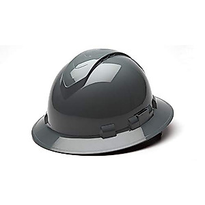 Pyramex Ridgeline Full Brim Hard Hat, Vented, 4-Point Ratchet Suspension, Slate Gray