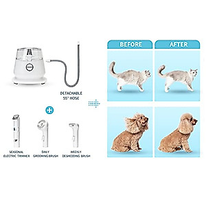 Goawuao Dog Grooming Kit, Pet Vacuum, Dog Hair Vacuum, Pet Cat Grooming Kit with Brush Clipper Deshedding Cleaning Brush, Professional Pet Salon