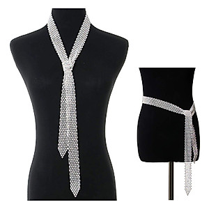 Glamorstar Rhinestone Neck Tie Gift for Women Silver