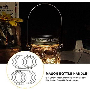 DOITOOL Mason Jar Wire Hangers 8 Pack Stainless Steel Wire Handles for Wide Mouth Mason Jars, Canning Jars, Canning Jars Hanger, Jar Hanging Hook Compatible for 86mm Regular Mouth