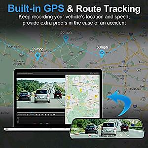 Pelsee P10 Pro 10" 4K Mirror Dash Cam, Rear View Mirror Camera Smart Driving Assistant w/ADAS and BSD, Night Vision Dash Cameras Front and Rear, Voice Control,Parking Monitoring,Free 32GB Memory Card