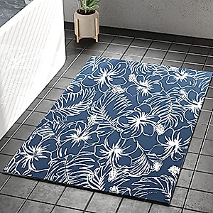 ODIKA Floral 2x3 Foot Diatomaceous Bath Mat, Quick Dry, Ultra Absorbent Non-Slip Bathroom Mat, Stone Bath Mat, Grounding Mat, Rubber Backed Bath Stone