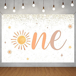 First Trip Around The Sun Backdrop Decoration - 1st Boho Birthday Party Background Banner Sun Party Decoration Photo Booth Props Cake Table Supplies-7x5ft