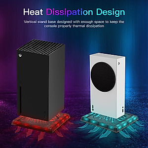 Gina LED Light Cooling Stand for Xbox Series X/S Console Accessories, 5050 Chip RGB LED Strip Vertical Stand, 12 Colors 300 Effects, DIY Multi-Colour Light by App Control, Music Sync, Heat Dissipation