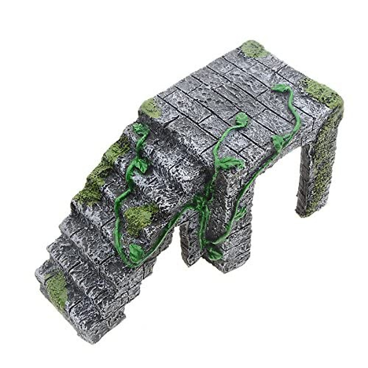 Dark Gray Green Turtle Platform,Artificial Resin Platform Stairs for Tortoise Climb Stone Habitat Ornament, 6.22" x 2.7" x 3.3" (L*W*H)
