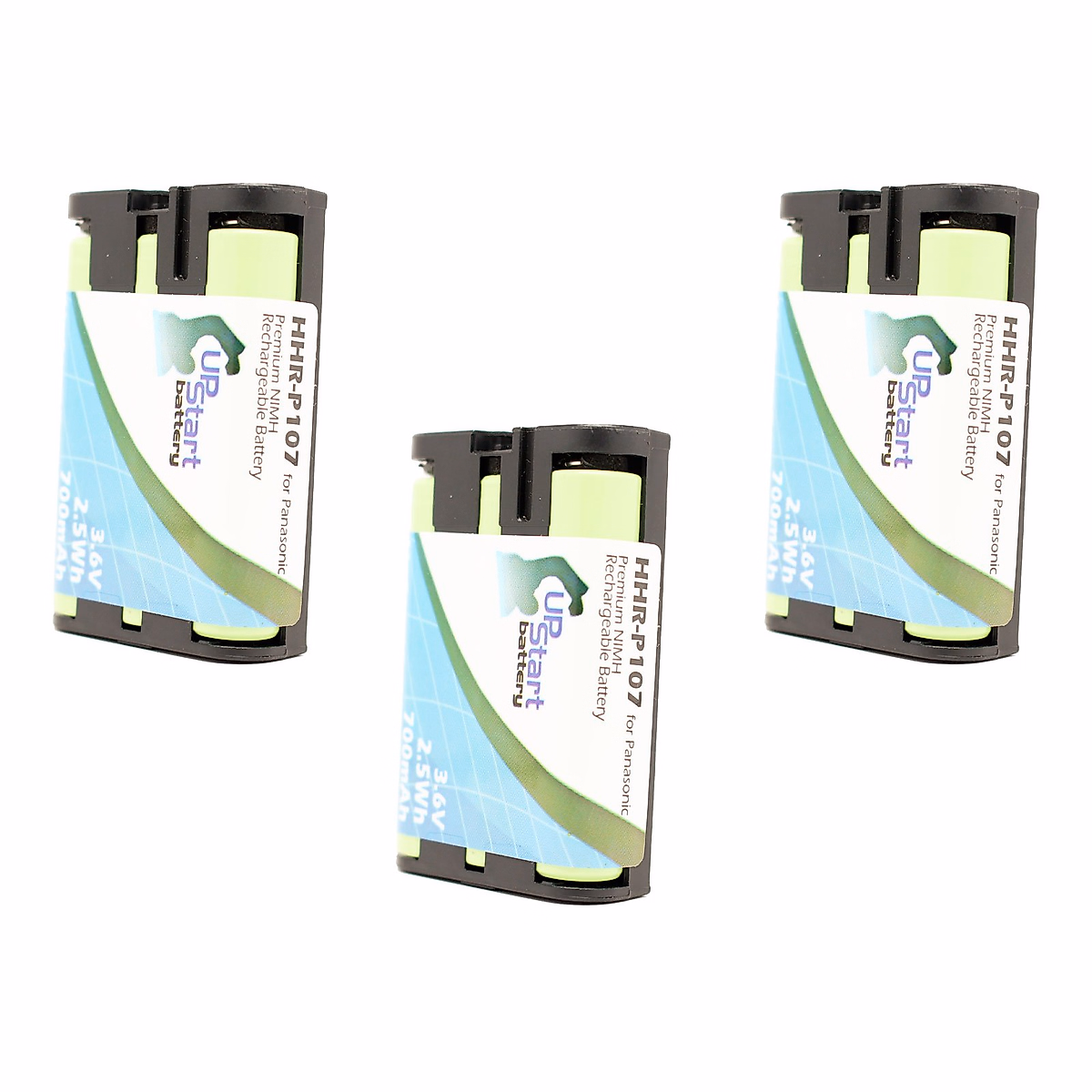 3 Pack - Replacement for Panasonic KX-TGA600S Battery - Compatible with Panasonic HHR-P107 Cordless Phone Battery - Compatible with KX-TGA600B PQSUHGLA1ZA KX-TG6051M KX-TGA510M KX-TG6021M