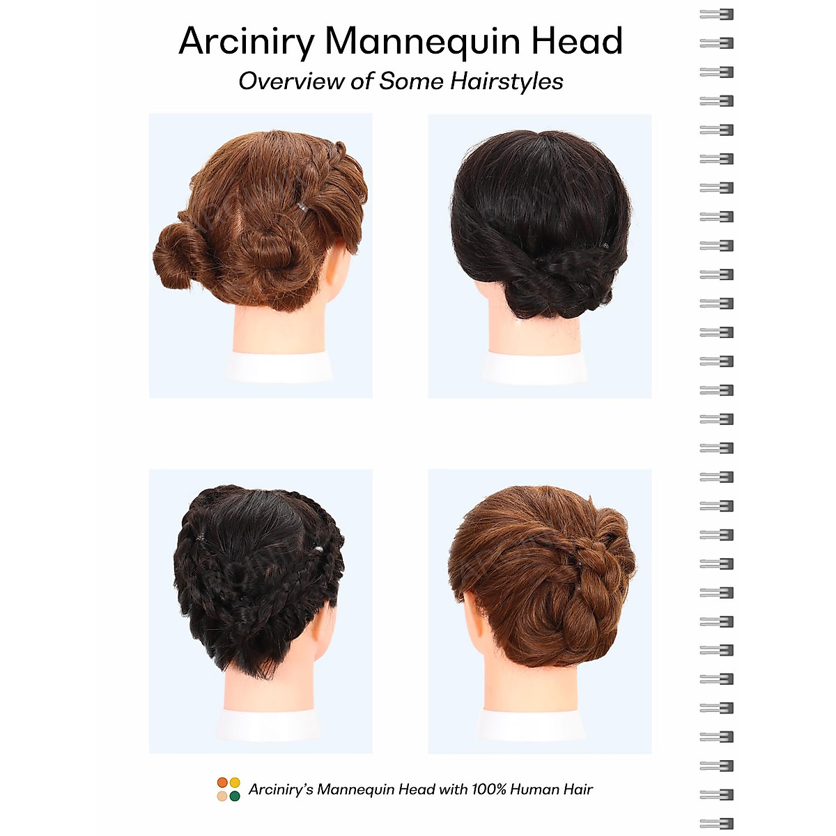 Mannequin Head with Hair 20-22" - Cosmetology Mannequin Head to Practice Hair Styles - 100% Human Hair Cosmetology Supplies - Hair Practicing and Cutting Manikin Head with Clamp & Hairdressing Tools