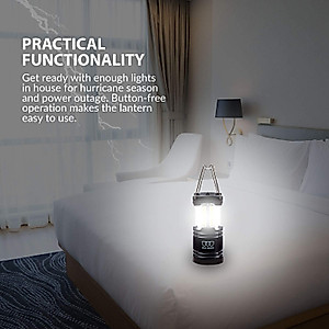 Gold Armour LED Camping Lantern, Battery Powered LED Lanterns, 500 Lumens, Survival Kits for Power Outages, Hurricane, Emergency, Portable Lights Gear, Alkaline Batteries Included (4Pack Black)