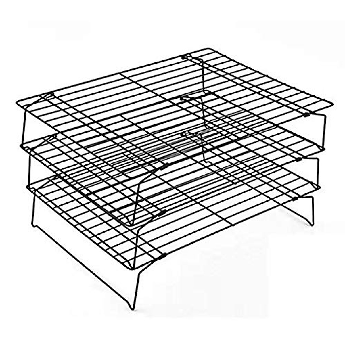 Stackable 3-Tier Cooling Rack for Cookies, Cakes, Bread, Pizza and Other Baking Stuff Cooling and Drying, Painting Drying and more- Wire Racks Set of 3 Cooling & Drying Racks, Heavy Duty, Black