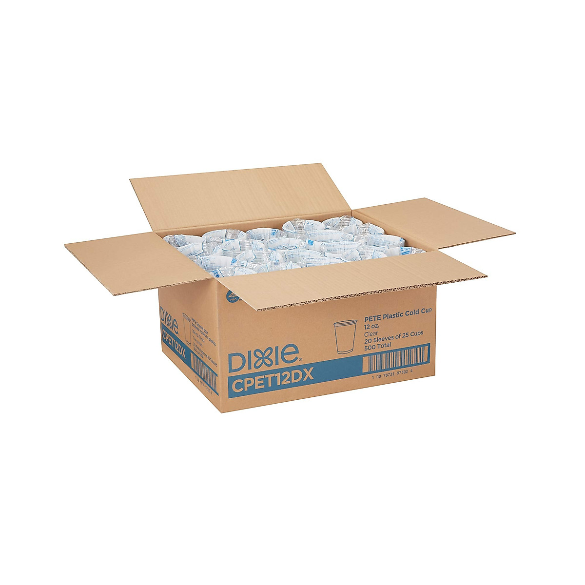 Dixie 12 oz. PETE Plastic Cold Cups by GP PRO (Georgia-Pacific), Clear, CPET12DX, 500 Cups (25 Cups Pper Sleeve, 20 Sleeves per Case)
