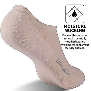 Golf Socks, ZEALWOOD Low Cut Wool Running Socks Womens Mens Hiking Socks Women Men Moisture Wicking Merino Wool Socks No Show Socks Mens Ankle Wool Athletic Socks Gifts for Women 3 Pairs Cream M