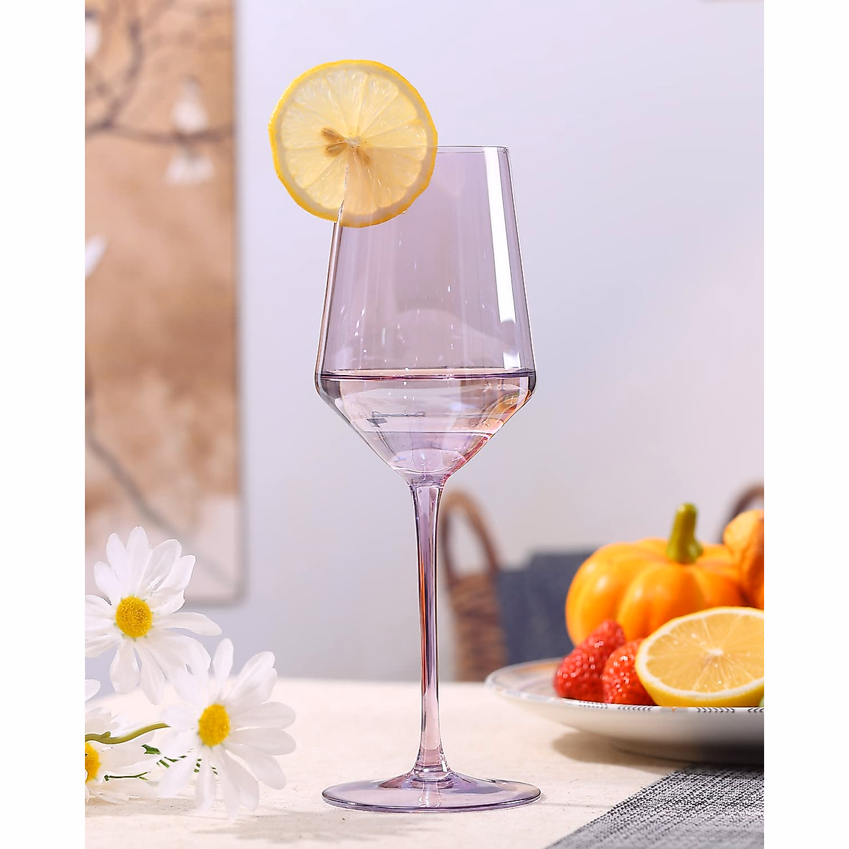 comfit Colored Wine Glasses Set Of 6-15oz Hand Blown Crystal Colorful Wine Glasses With Long Stem and Thin Rim,Red/White Wine glasses,Perfect Colored Wine Stemware for Wine Lover in Birthday,Party