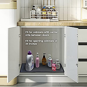 Under Sink Mat for Kitchen Waterproof, 34" x 22" Flexible Silicone Under Sink Liner with Drain Hole, Kitchen Cabinet Mat and Protector for Drips Leaks Spills, Gray