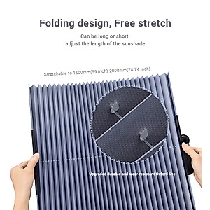 Car Retractable Curtain with UV Protection - 2023 New Cool Windshield Sunshade, Extra Large Sun Shade for Window, Front ＆ Rear Window Shades All (46cm/18.1in)