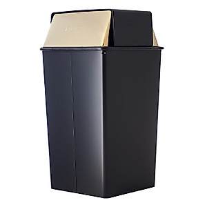 Witt Industries 36HT-11 Monarch Series Waste Watcher Receptacle, Steel, 36 gal, Black with Brass Accents