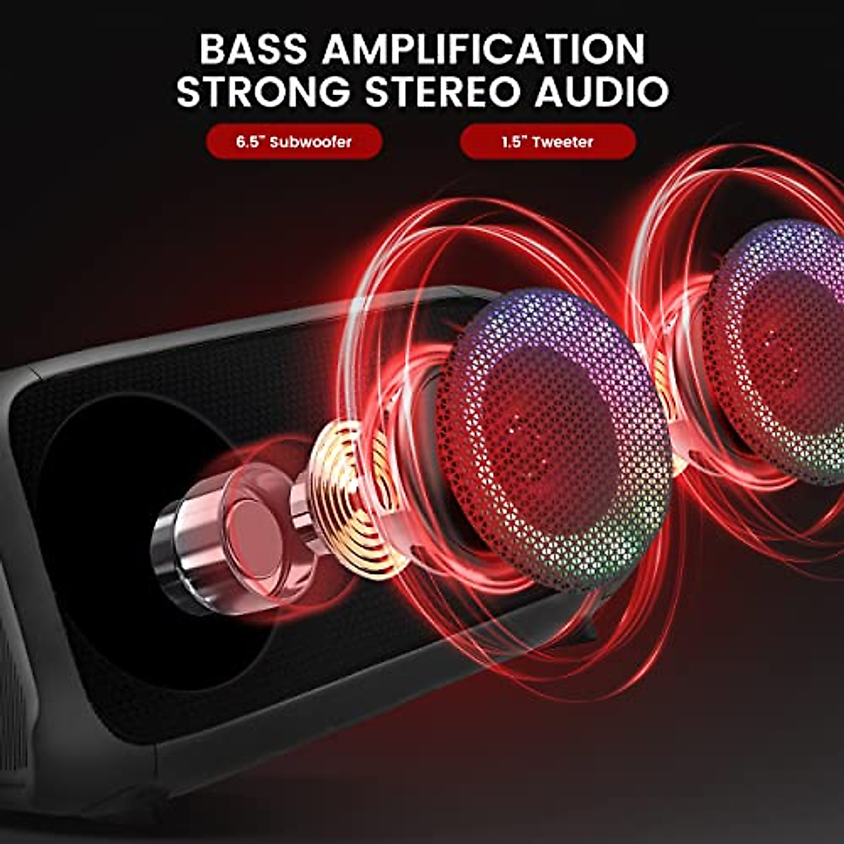 Pyle Wireless Portable Bluetooth Boombox Speaker - 500W Rechargeable Boom Box Speaker Portable Barrel Loud Stereo System - Flashing LED, FM Radio/Aux/MP3/USB Flash Drive/Micro SD, & 1/4 in -PPHP652B