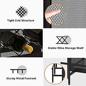 REHOOPEX Home Bar, 4 Tier Industrial 51in Bar Cabinet, Farmhouse Liquor Cabinet with Footrest, Wood Bar Cabinet Wine Storage Shelf, Metal Buffet Cabinet for Home, Kitchen, Pub (Black)