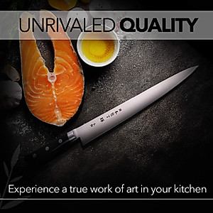 JCK Original Kagayaki CarboNext Japanese Chef’s Knife, KC-10ES Professional Sujihiki Knife, High Carbon Tool Steel Pro Kitchen Knife with Ergonomic Pakka Wood Handle, 11.8 inch