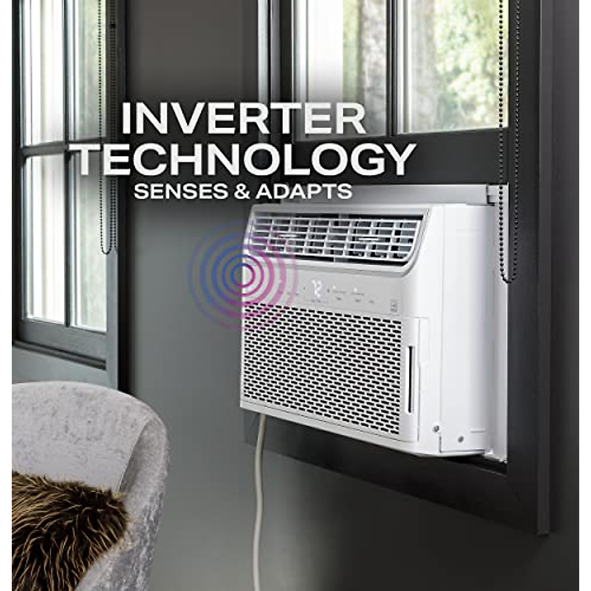 GE Profile Inverter Window Air Conditioner 12,000 BTU, WiFi Enabled, Ultra Quiet, Energy Efficient for Large Rooms, Easy Installation with Included Kit, 12K Window AC Unit, Energy Star, White