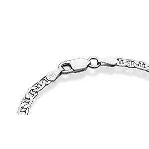 Miabella 925 Sterling Silver Italian 3mm, 4mm Solid Diamond-Cut Mariner Link Chain Anklet Ankle Bracelet for Women, Made in Italy (Width 3mm, Length 9 Inches (X-Small))