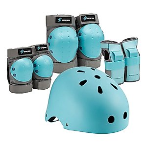 S SPOFINE Kids Bike Helmet, Toddler Helmet for Youth Adult, Knee Pad Elbow Pad Wrist Guard Protective Gear Set for Skateboard, Bike, Skating, Cycling