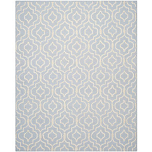 SAFAVIEH Cambridge Collection Area Rug - 9' x 12', Light Blue & Ivory, Handmade Moroccan Wool, Ideal for High Traffic Areas in Living Room, Bedroom (CAM141A)